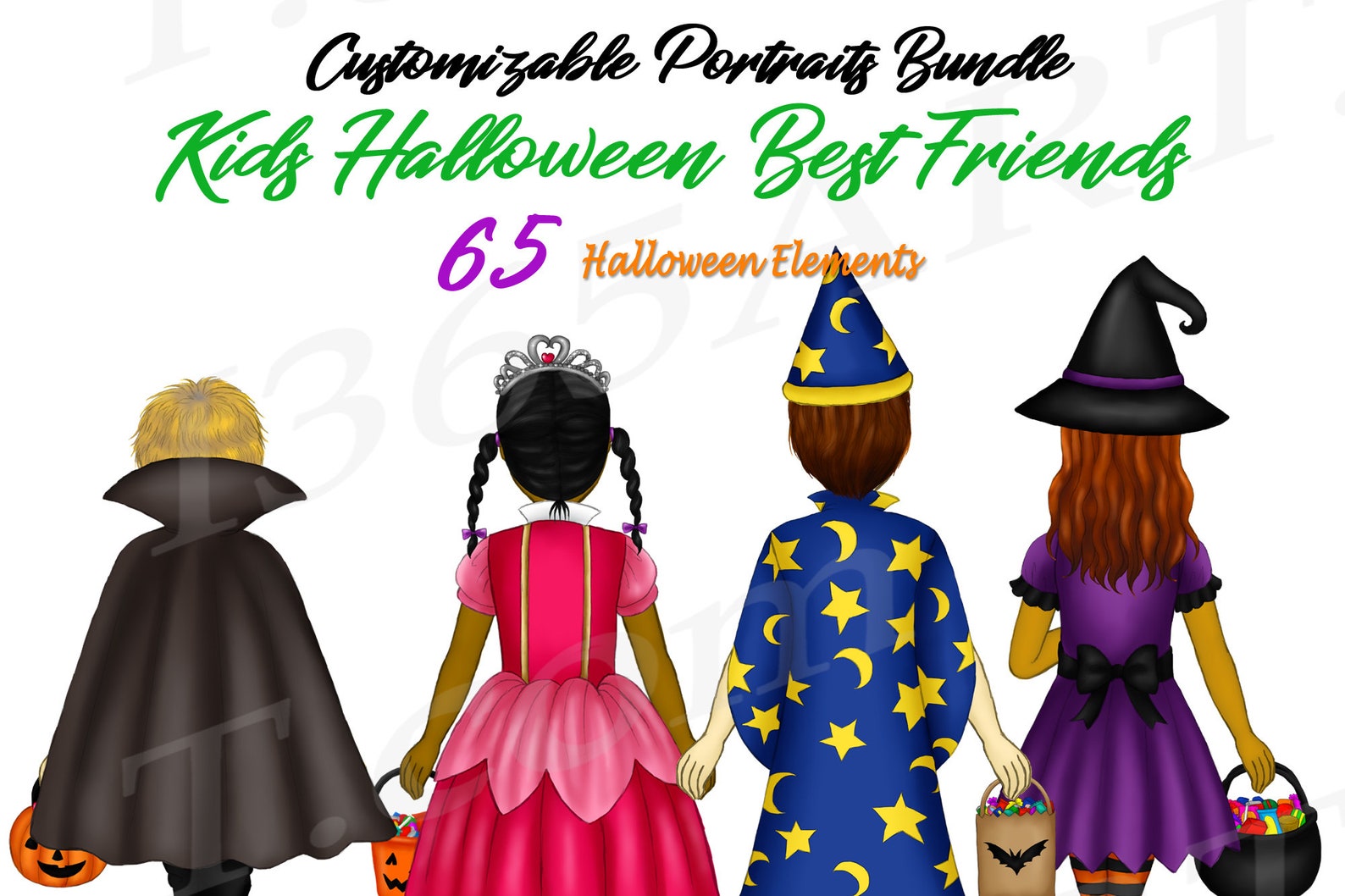 Halloween Kids Clipart Best Friends Clipart Trick or Treat | Etsy