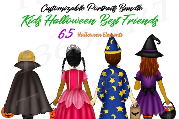 Halloween Kids Clipart, Best Friends Clipart, Trick or Treat Clipart ...