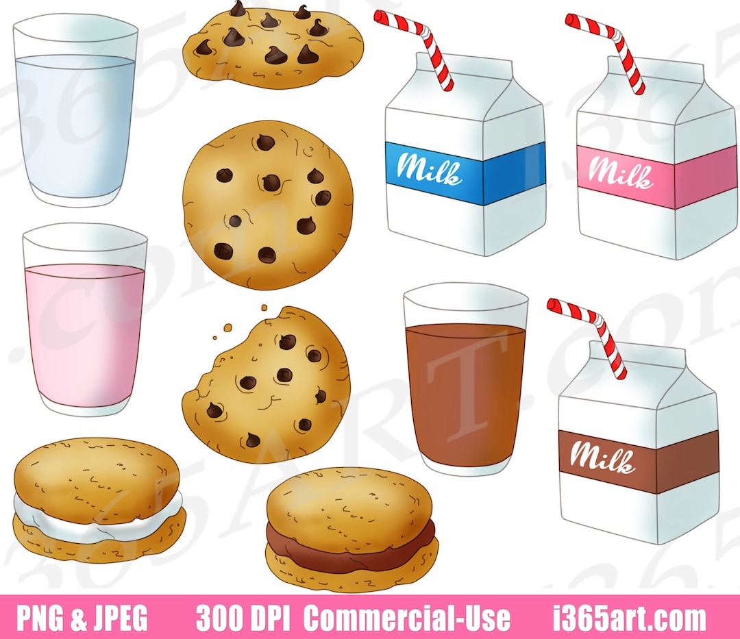 Milk and Cookies Clipart, Milk and Cookies Clip Art, Chocolate Chip ...