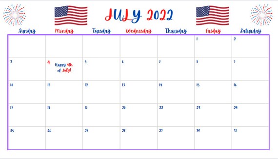 Fourth of July Calendar - Etsy