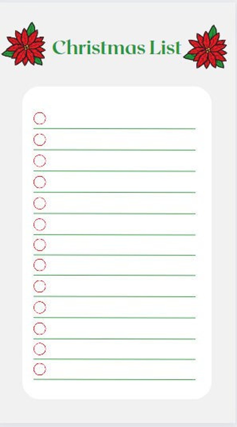 Christmas List Digital Download Printable - Etsy