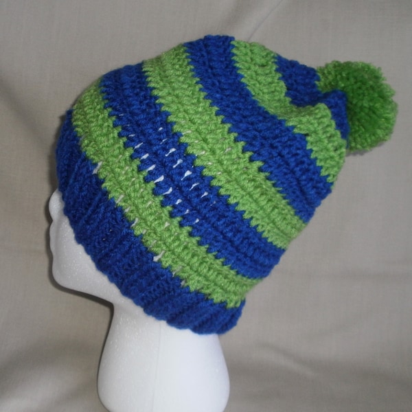 Green and Blue Knit Hat - Etsy