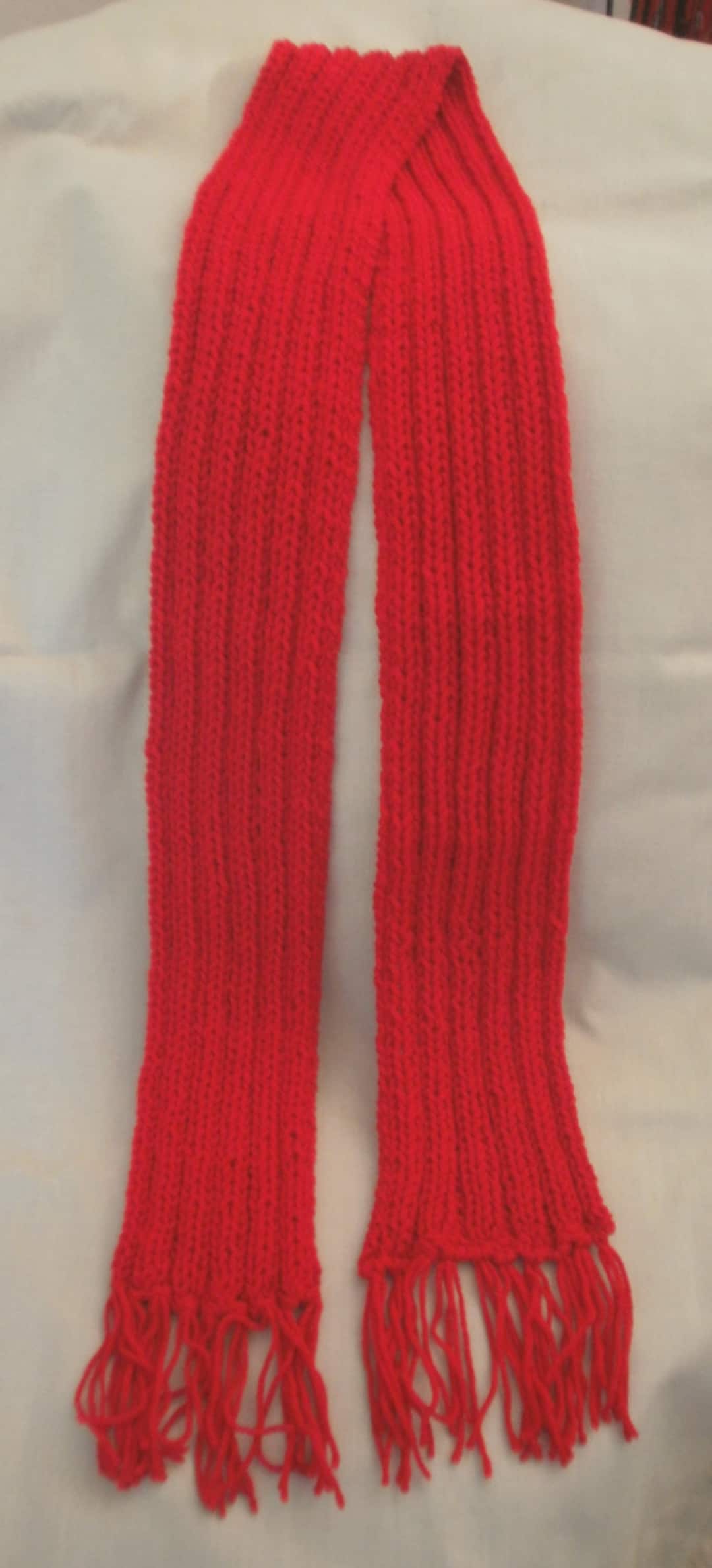Hand Knit Scarf Red - Etsy