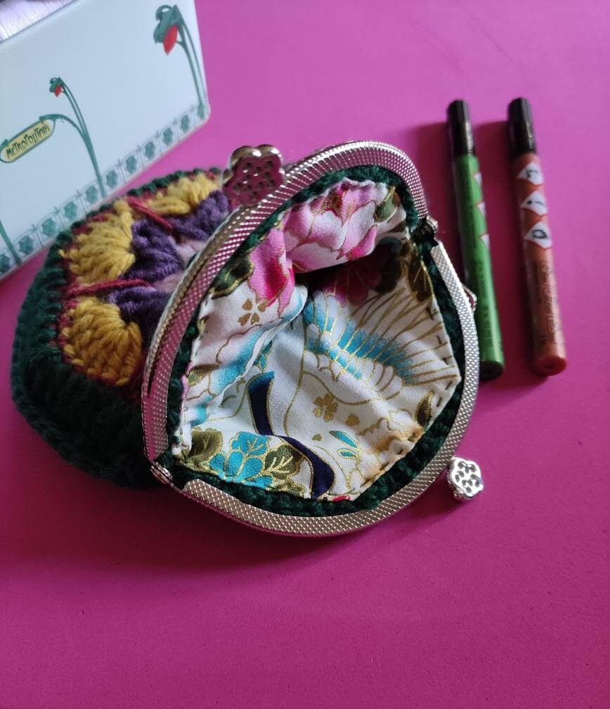 Large Click Clack Purse With Granny Tile Handmade in Italy. Colored ...