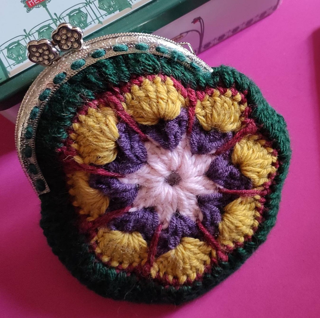 Large Click Clack Purse With Granny Tile Handmade in Italy. Colored ...