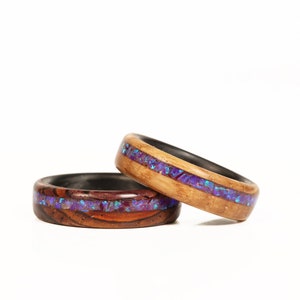 Opal Ring, Wood and Carbon Fiber, Cocobolo Wood Ring- the Milky Way - Etsy