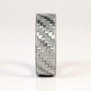 Non Conductive Ring, Black Ceramic and Silver Glass Fiber Wedding Ring ...