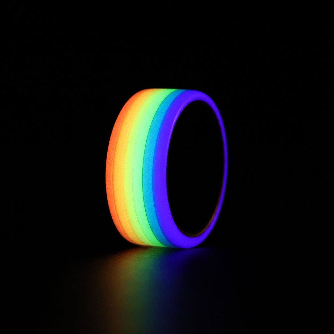 Carbon Fiber and Rainbow Chroma Glow Ring the Harvey Rainbow - Etsy