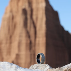 Non Conductive Ring, Black Ceramic and Silver Glass Fiber Wedding Ring ...