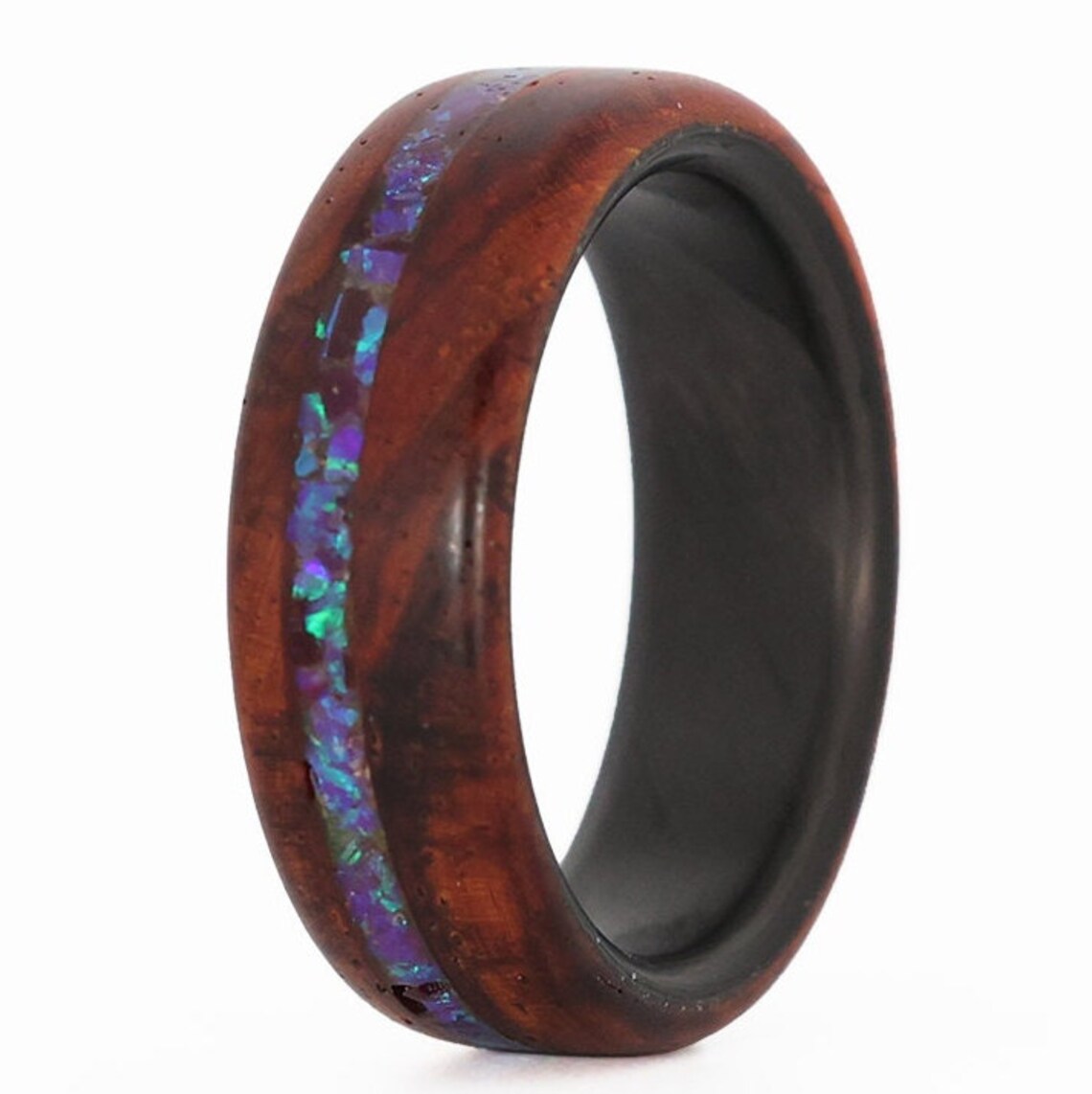 Opal Ring, Wood and Carbon Fiber, Cocobolo Wood Ring- the Milky Way - Etsy