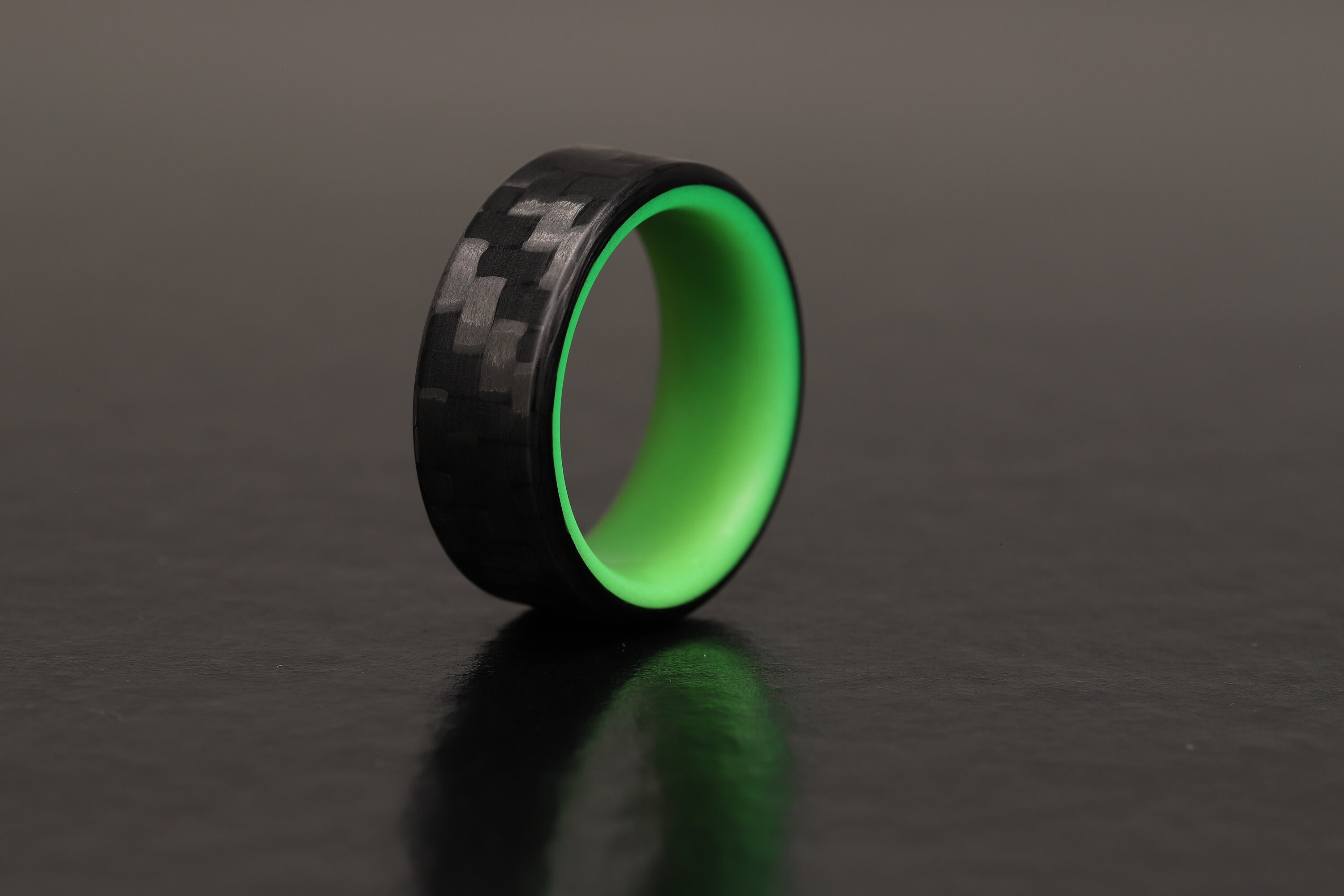 Carbon Fiber Ring Glow Ring. Glowing Wedding Ring. | Etsy