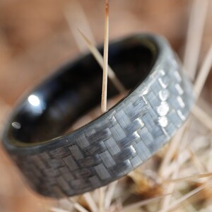 Non Conductive Ring, Black Ceramic and Silver Glass Fiber Wedding Ring ...