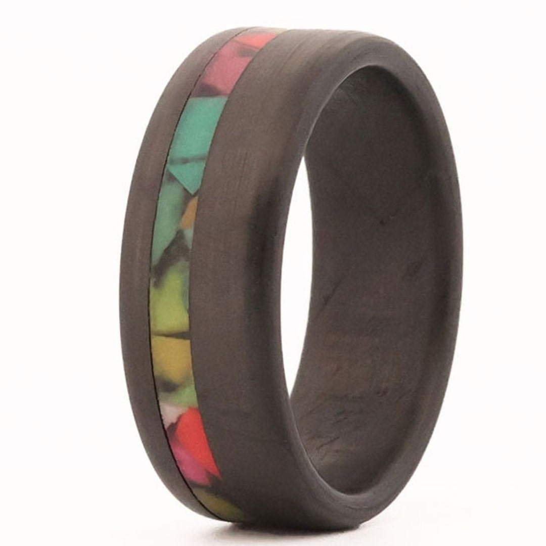 Glow Wedding Ring, Carbon Fiber Glow Ring, Colorful Resin Rings for Men ...