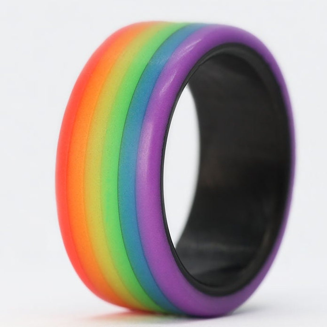 Carbon Fiber and Rainbow Chroma Glow Ring- the Harvey Rainbow Ring 2.0 ...