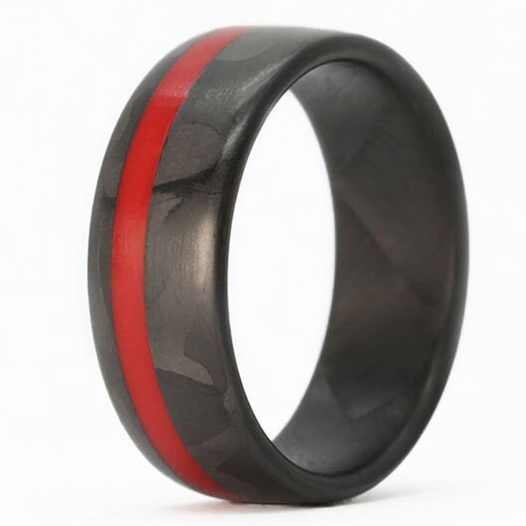Thin Red Line Ring, Carbon Fiber and Red Resin Ring- the Chief - Etsy