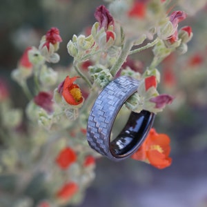 Non Conductive Ring, Black Ceramic and Silver Glass Fiber Wedding Ring ...