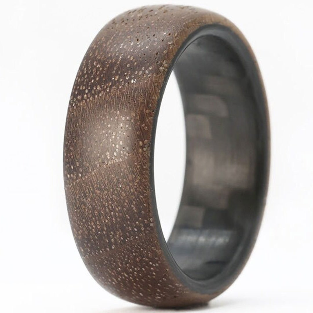 Wooden Ring, Walnut Wood, Carbon Fiber Ring, Walnut Wood Ring With ...