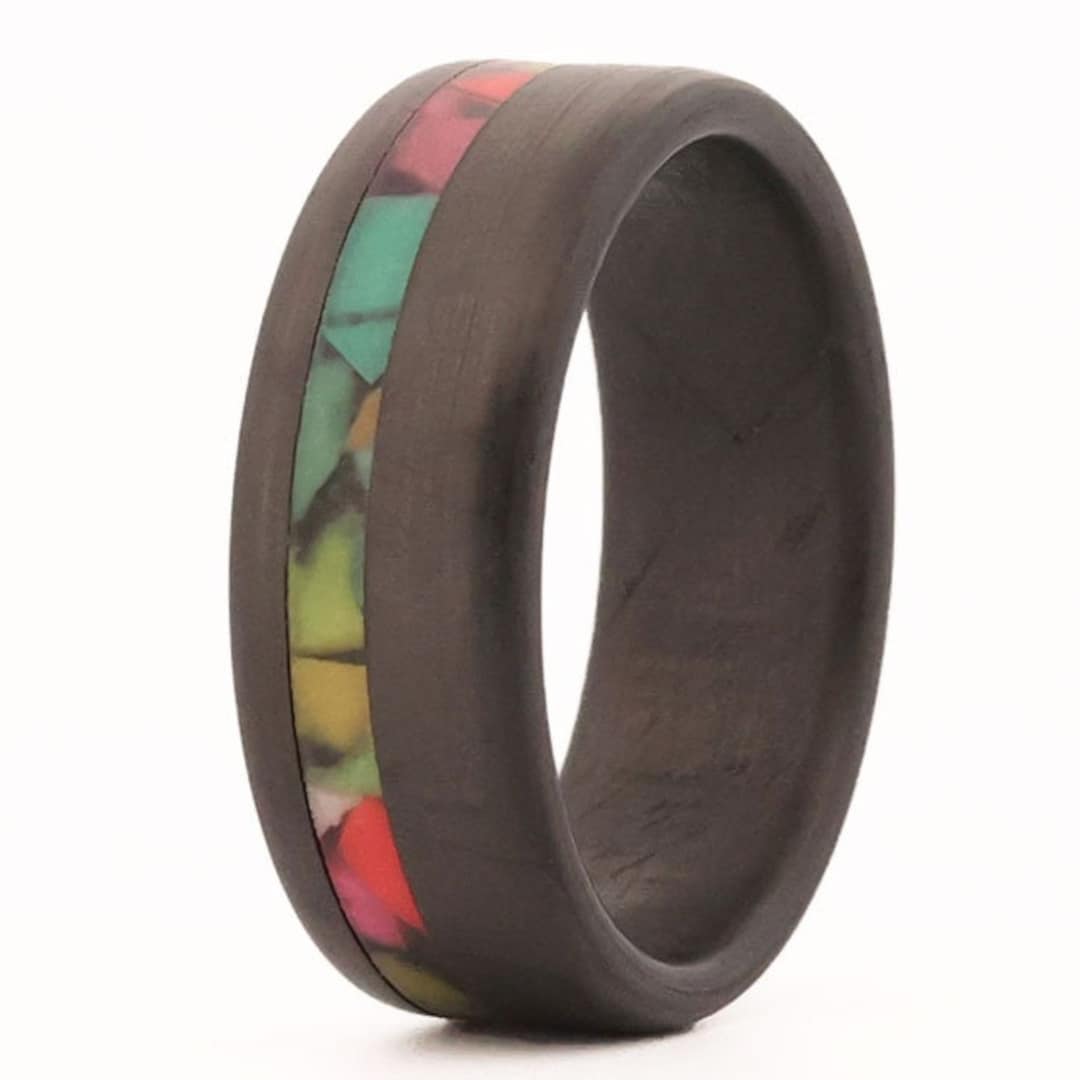 Glow Wedding Ring, Carbon Fiber Glow Ring, Colorful Resin Rings for Men ...
