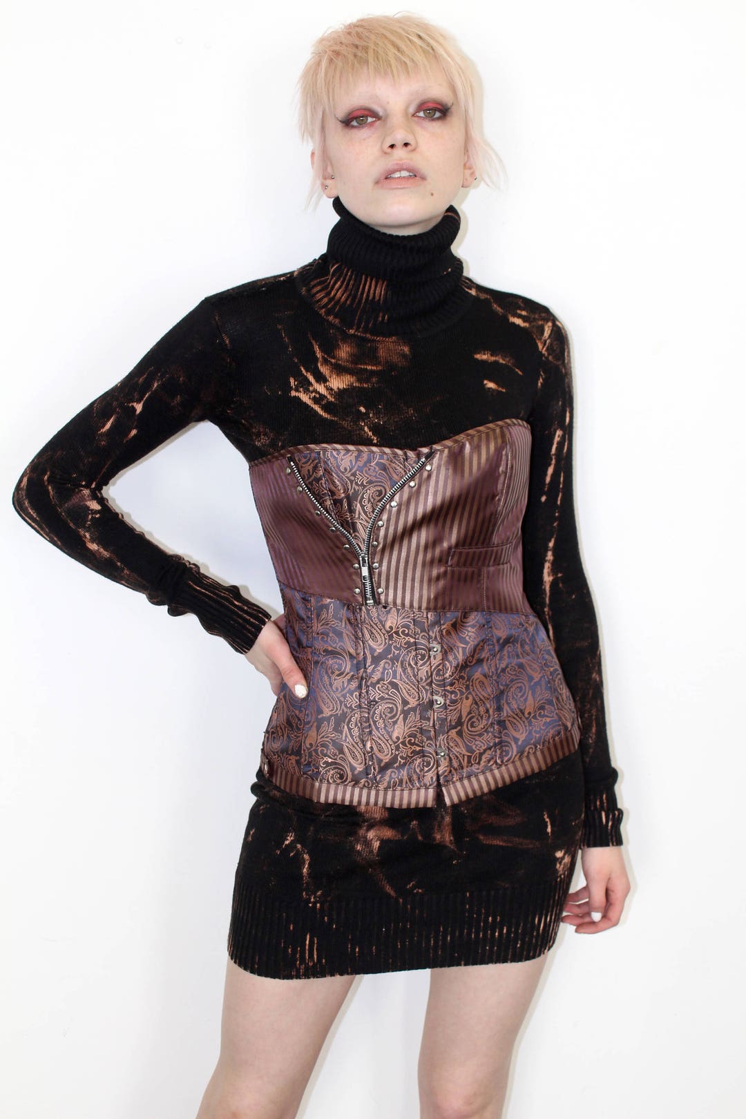 Pretty Disturbia Punk Grunge Brown Paisley Laced Corset - Etsy UK