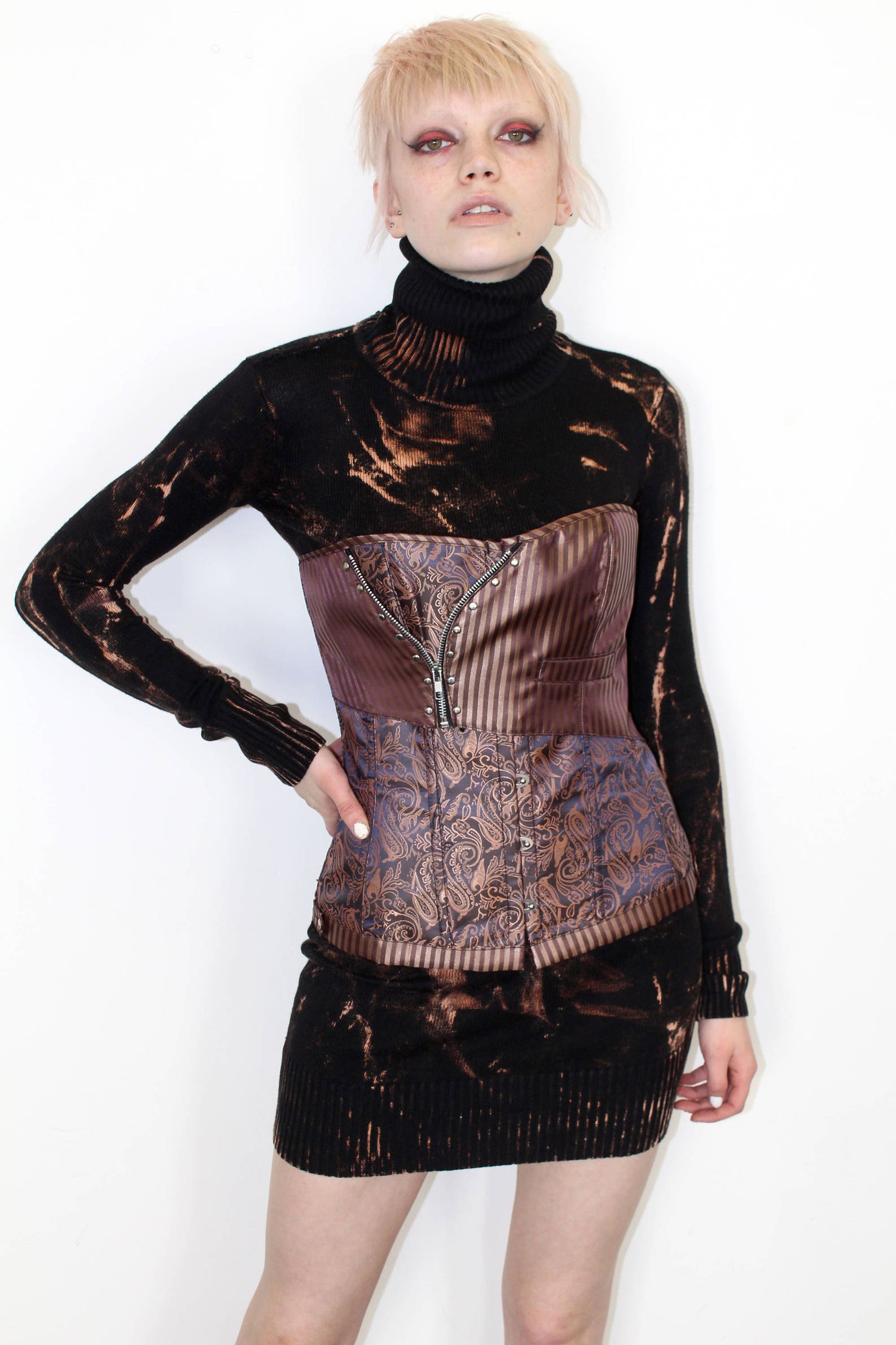 Pretty Disturbia Punk Grunge Brown Paisley Laced Corset - Etsy UK