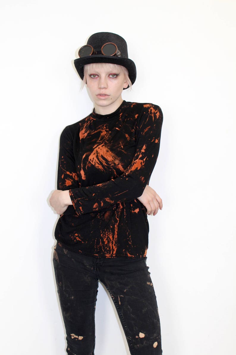 Pretty Disturbia Punk Grunge Bleached Print Fitted Black Shirt - Etsy UK