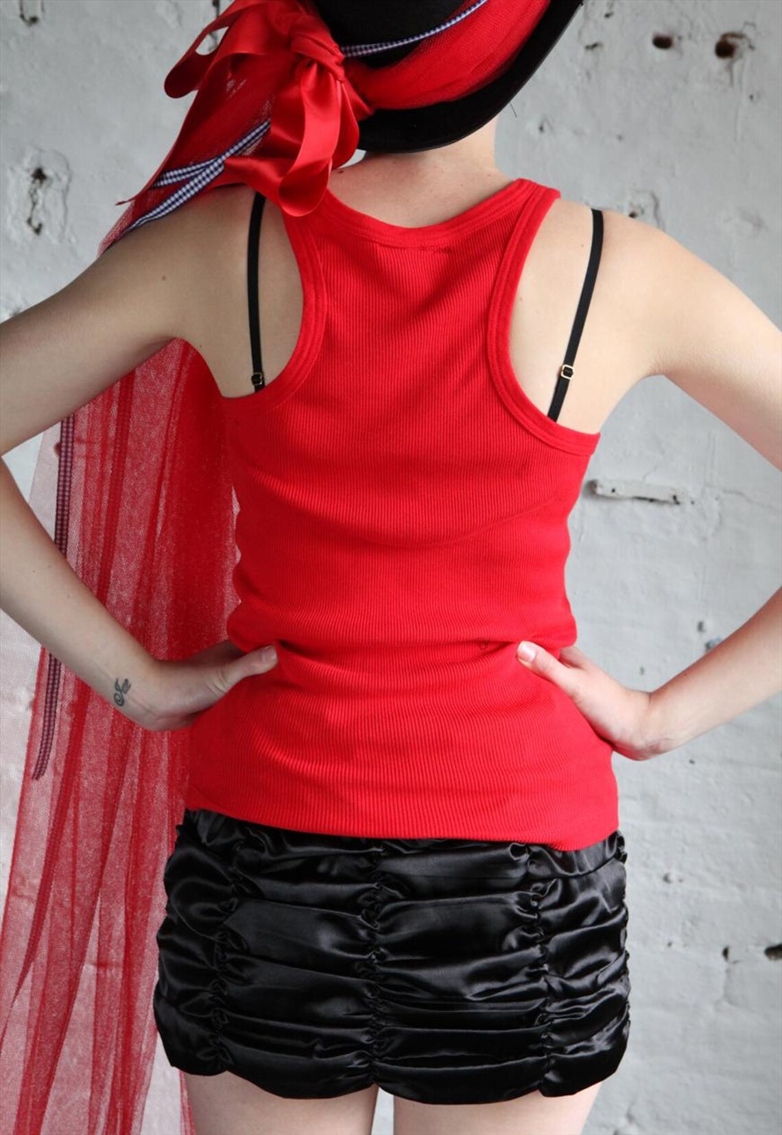 Pretty Disturbia Satin Burlesque Punk Gathered Mini Skirt | Etsy