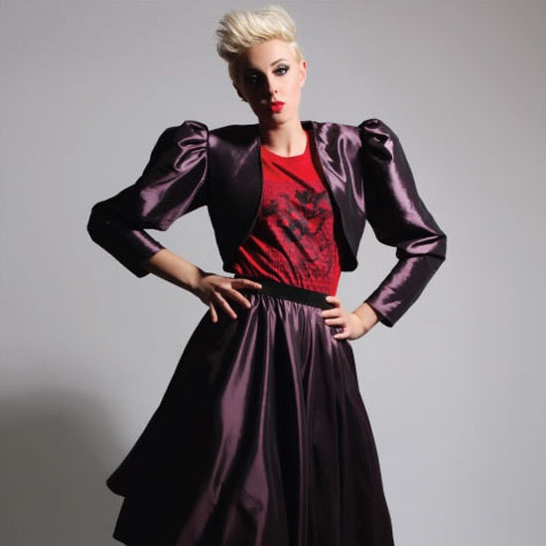 Purple Burlesque Victorian Gothic Cropped Taffeta Jacket - Etsy