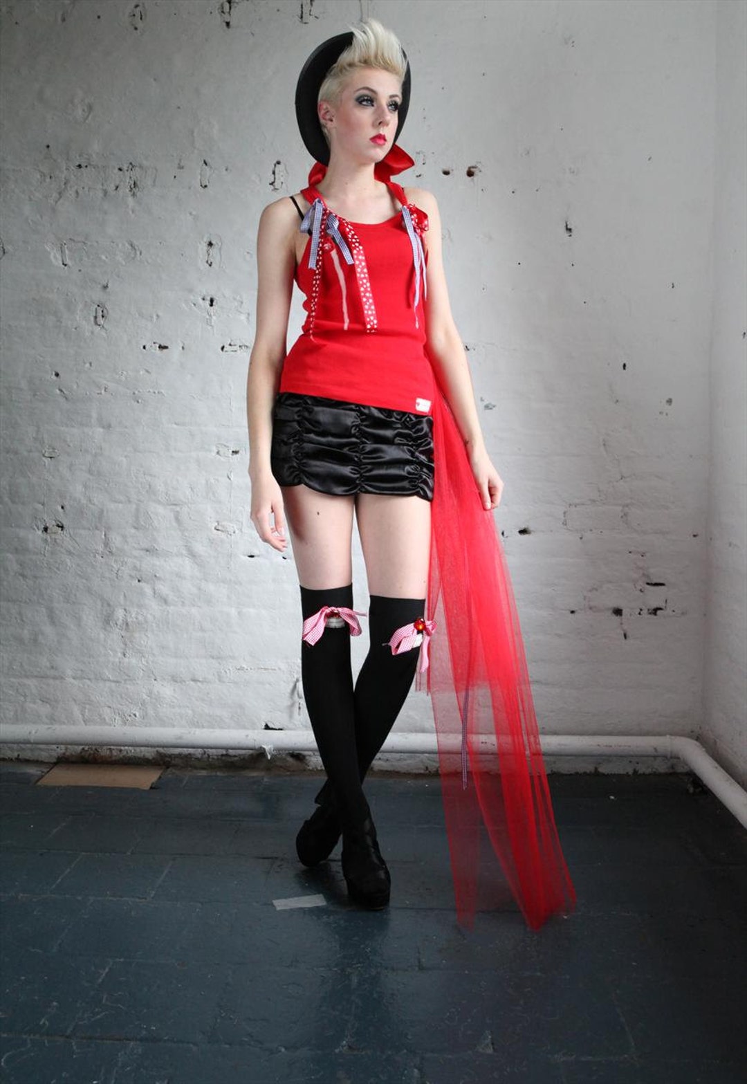 Pretty Disturbia Satin Burlesque Punk Gathered Mini Skirt - Etsy