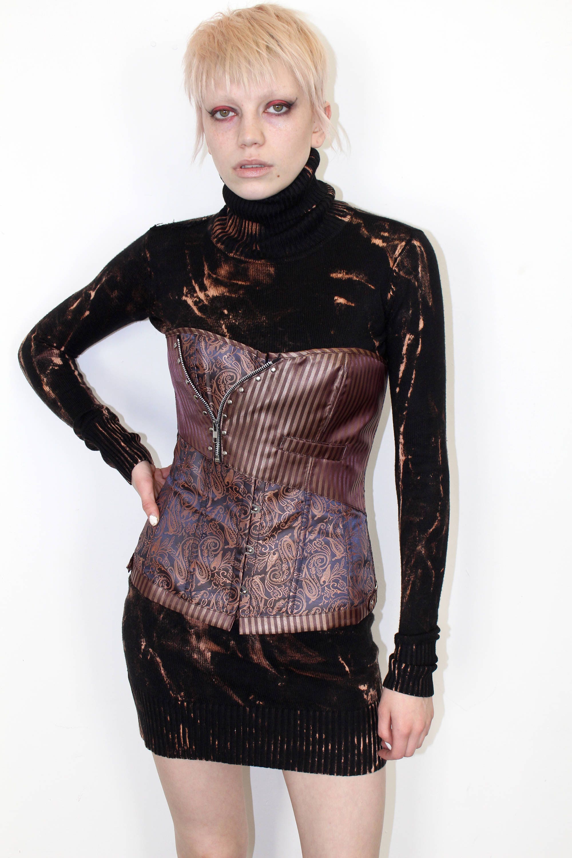 Pretty Disturbia Punk Grunge Brown Paisley Laced Corset | Etsy