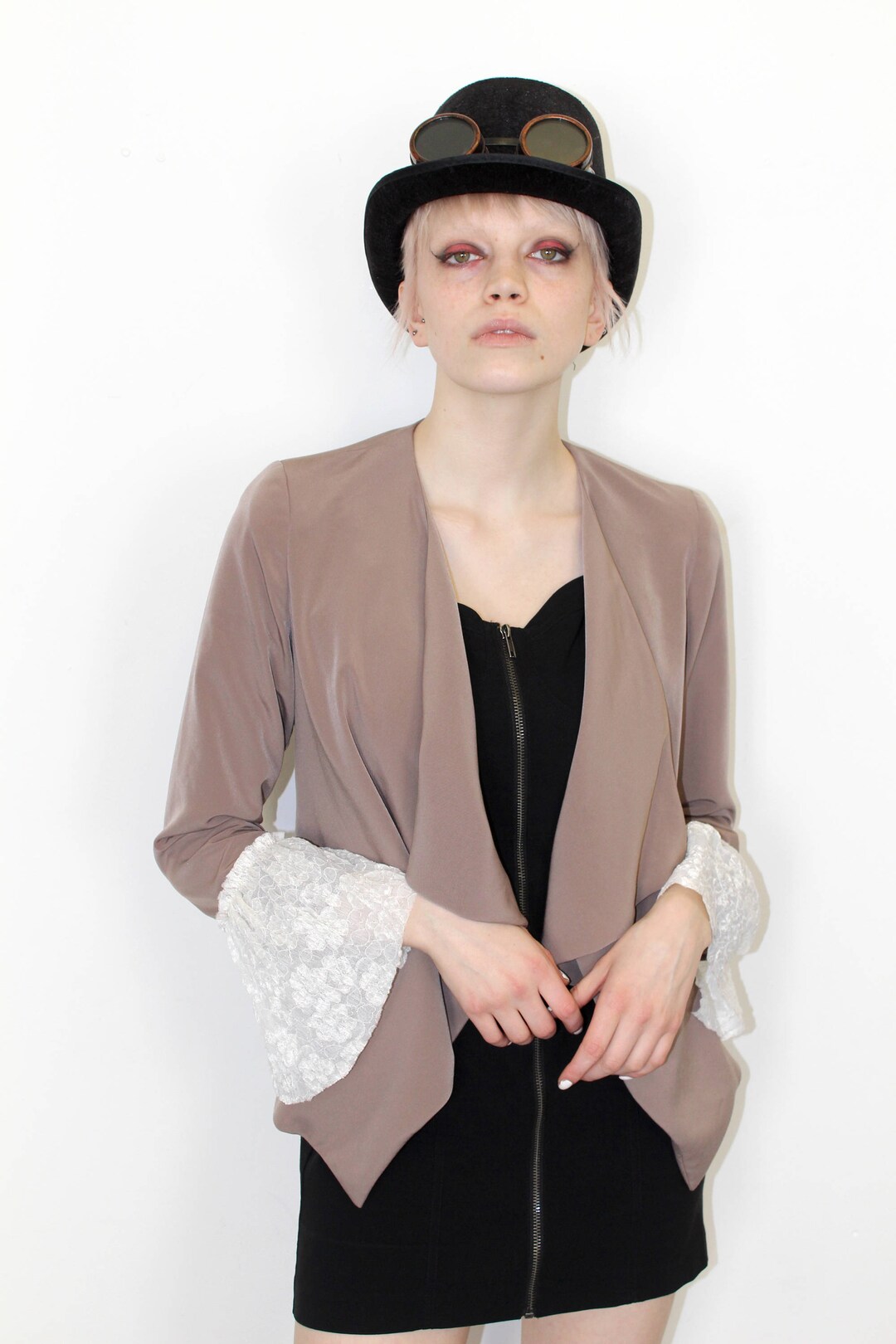 Pretty Disturbia Punk Grunge Lace Ribbon Waterfall Khaki Jacket - Etsy