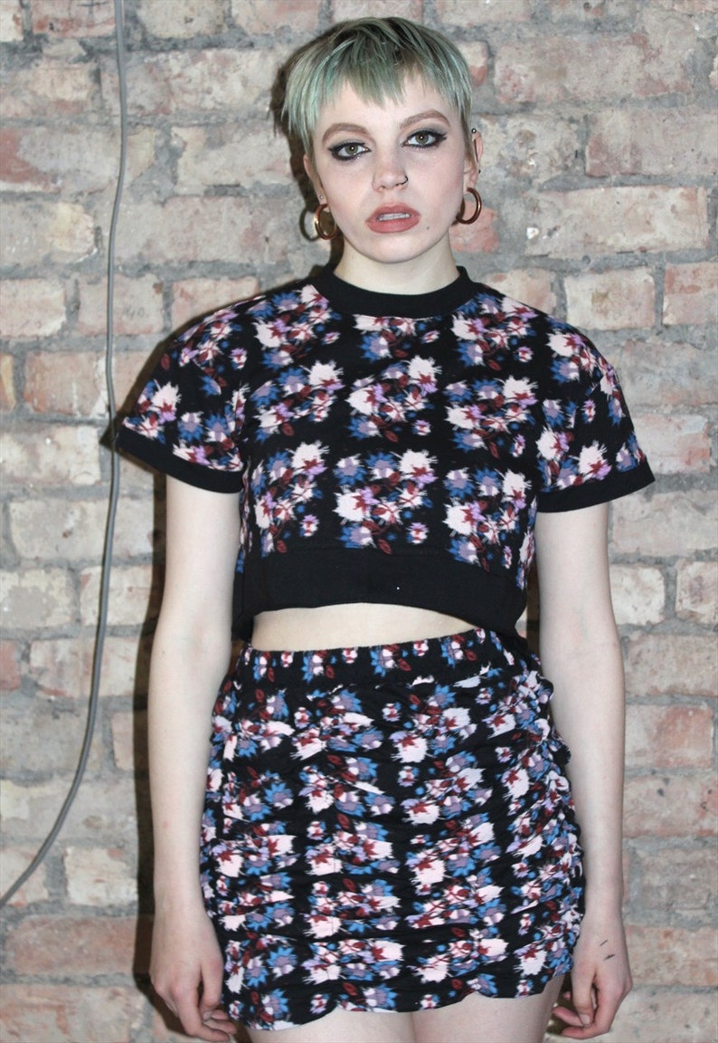 Pretty Disturbia Floral Print Gathered Mini Grunge Punk - Etsy