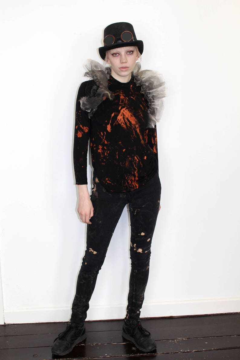 Pretty Disturbia Handmade Punk Grunge Gothic Gathered Net Tulle Organza ...