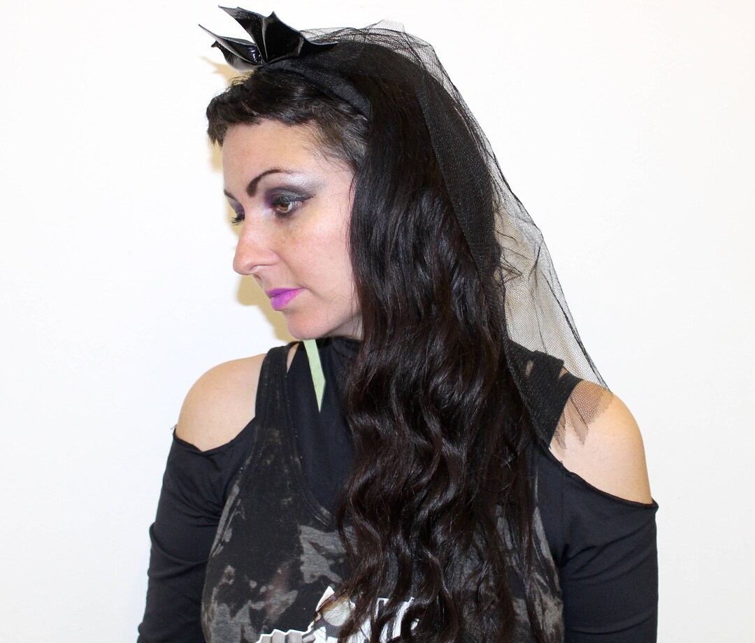 Black Bat Gothic Headband Net Veil Halloween Goth Punk Grunge Pretty ...