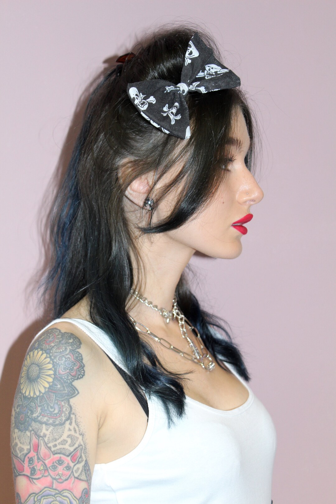 Pretty Disturbia Handmade Halloween Black and White Skull Pattern Hair ...