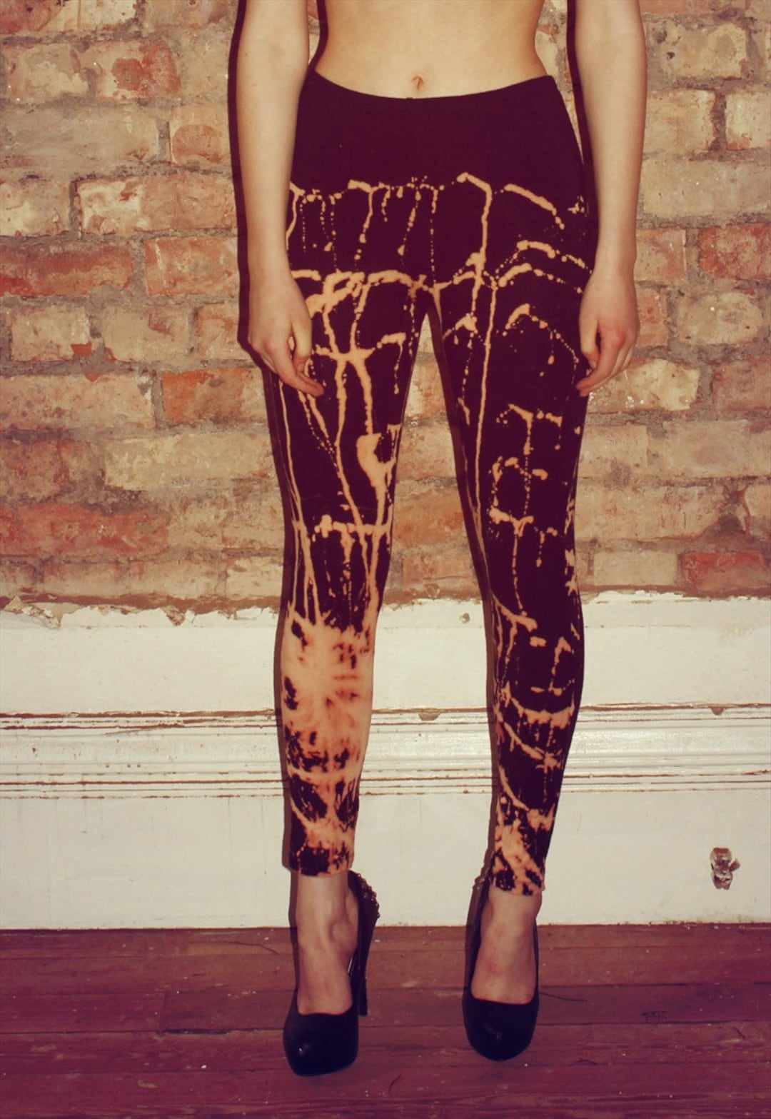 Pretty Disturbia Punk Grunge Tie Dye Festival Boho Halloween Leggings ...