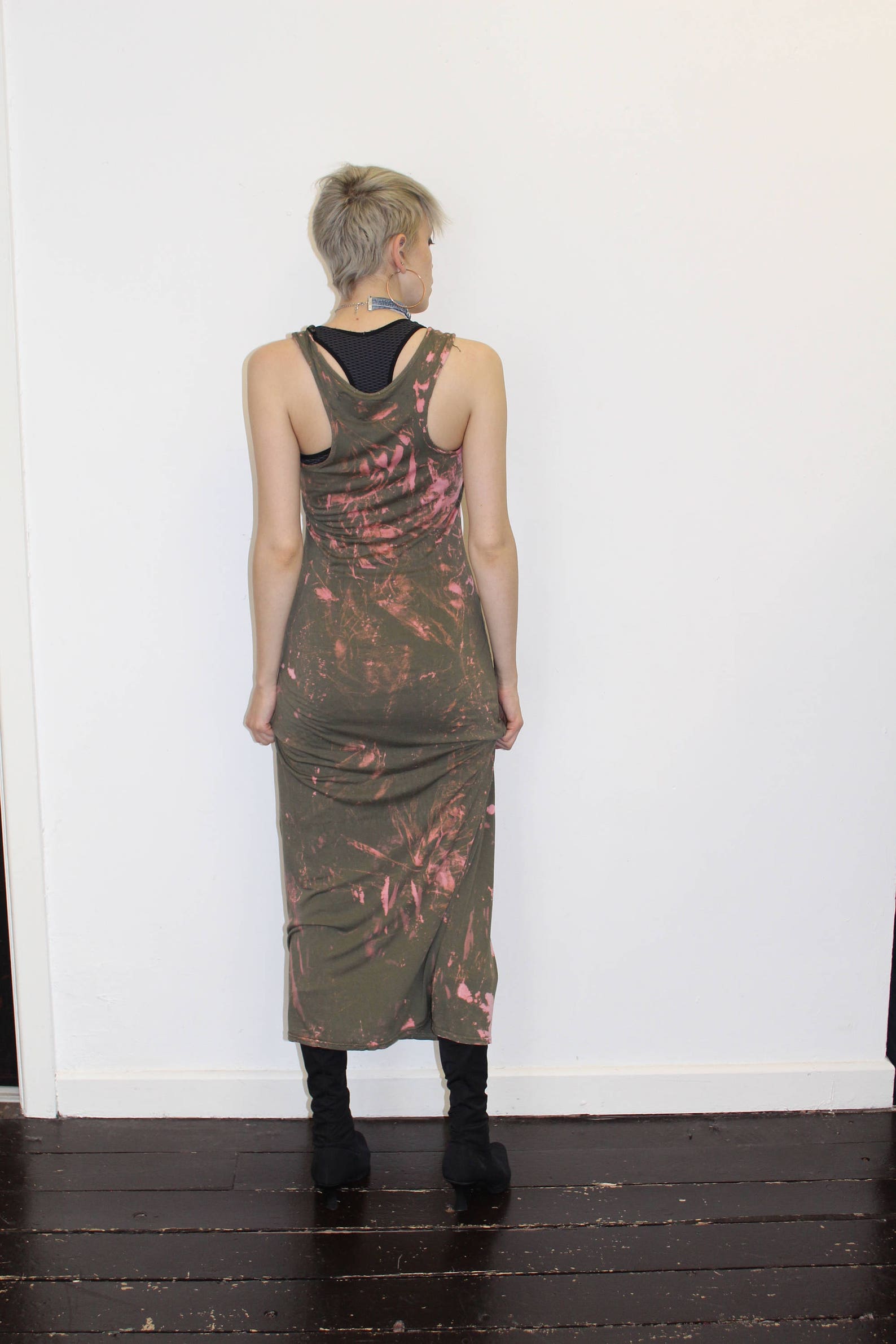 Pretty Disturbia Bleach Acid Wash Olive Green Sleeveless Maxi - Etsy