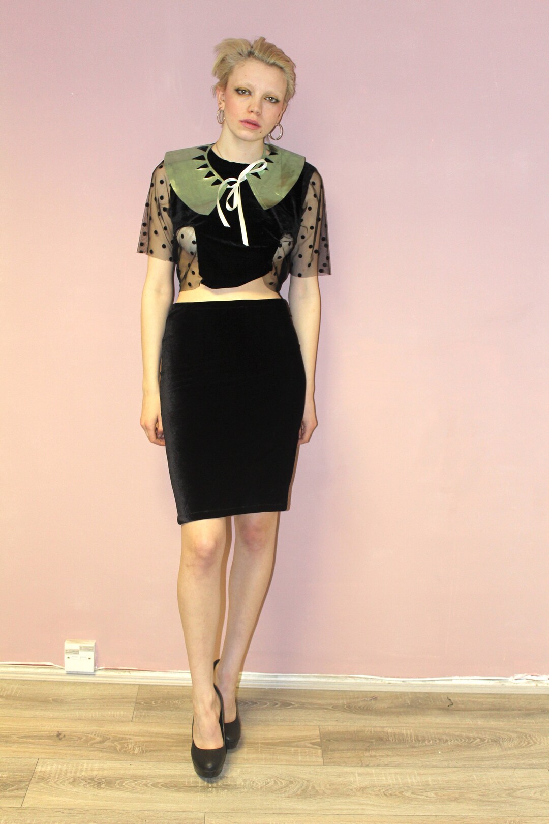 Handmade Pretty Disturbia Green Metallic Cut Out Necklace Cape - Etsy