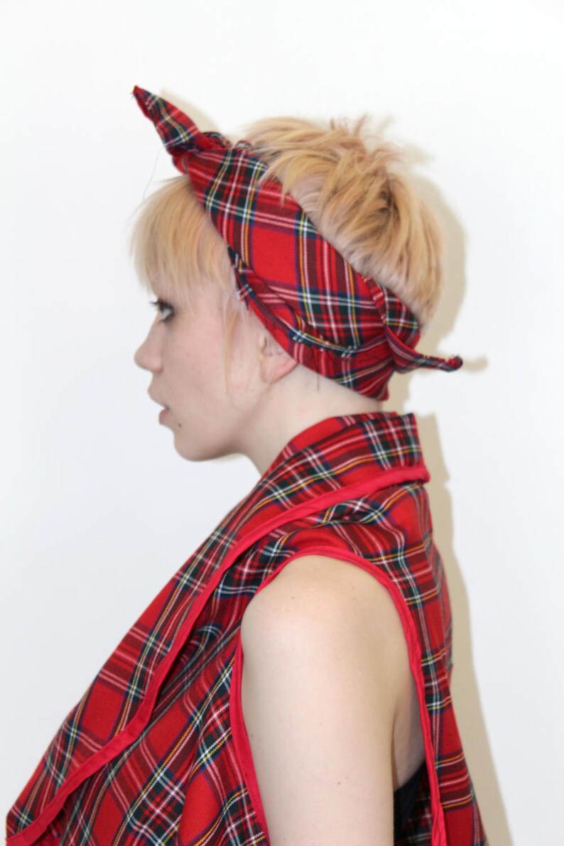 Pretty Disturbia hand made tartan head neck scarf bandana punk | Etsy