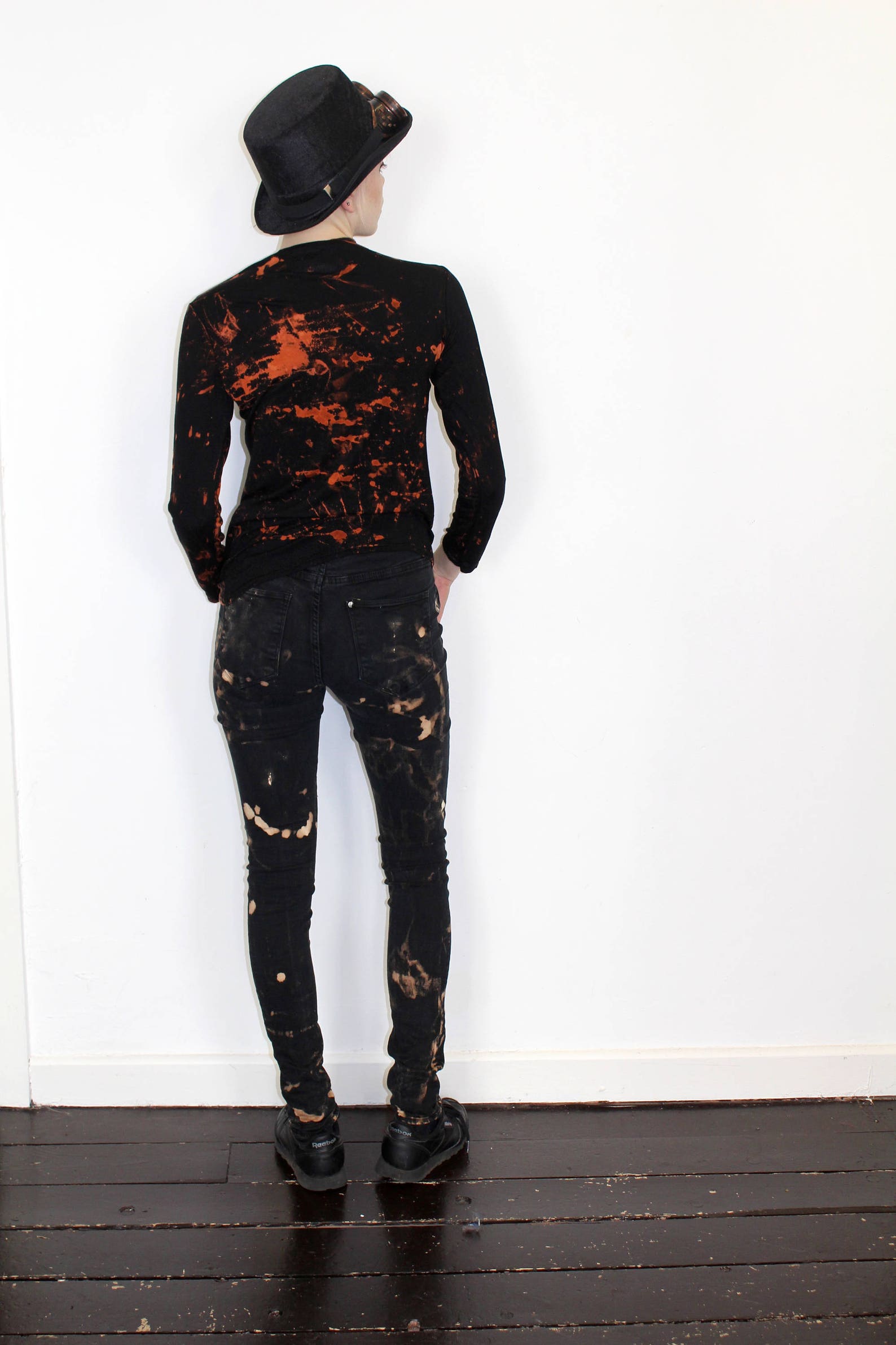 Pretty Disturbia Punk Grunge Bleached Print Fitted Black Shirt - Etsy UK