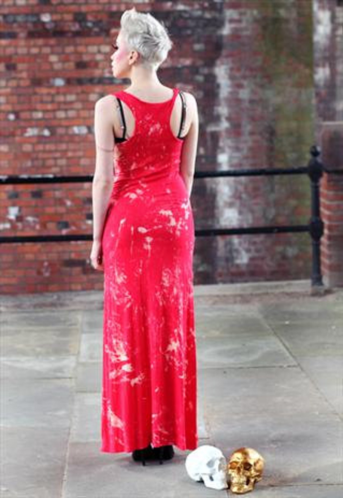 Pretty Disturbia Bleach Red Maxi Dress Acid Wash Tie Dye - Etsy