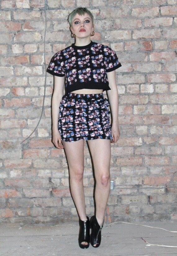 Pretty Disturbia Floral Print Gathered Mini Grunge Punk - Etsy