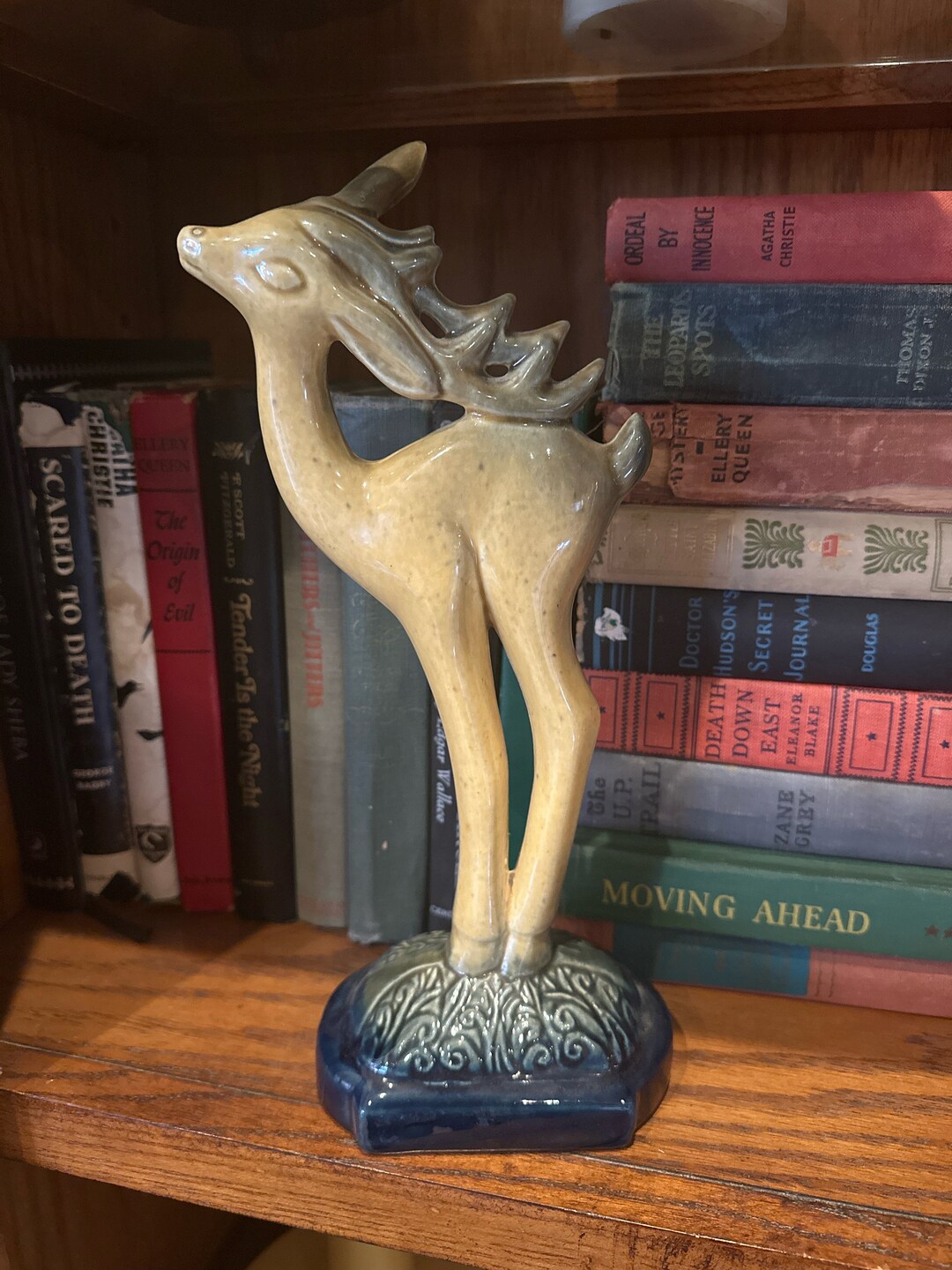 MCM Deer Statue in Tan, Olive and Navy Blue. - Etsy