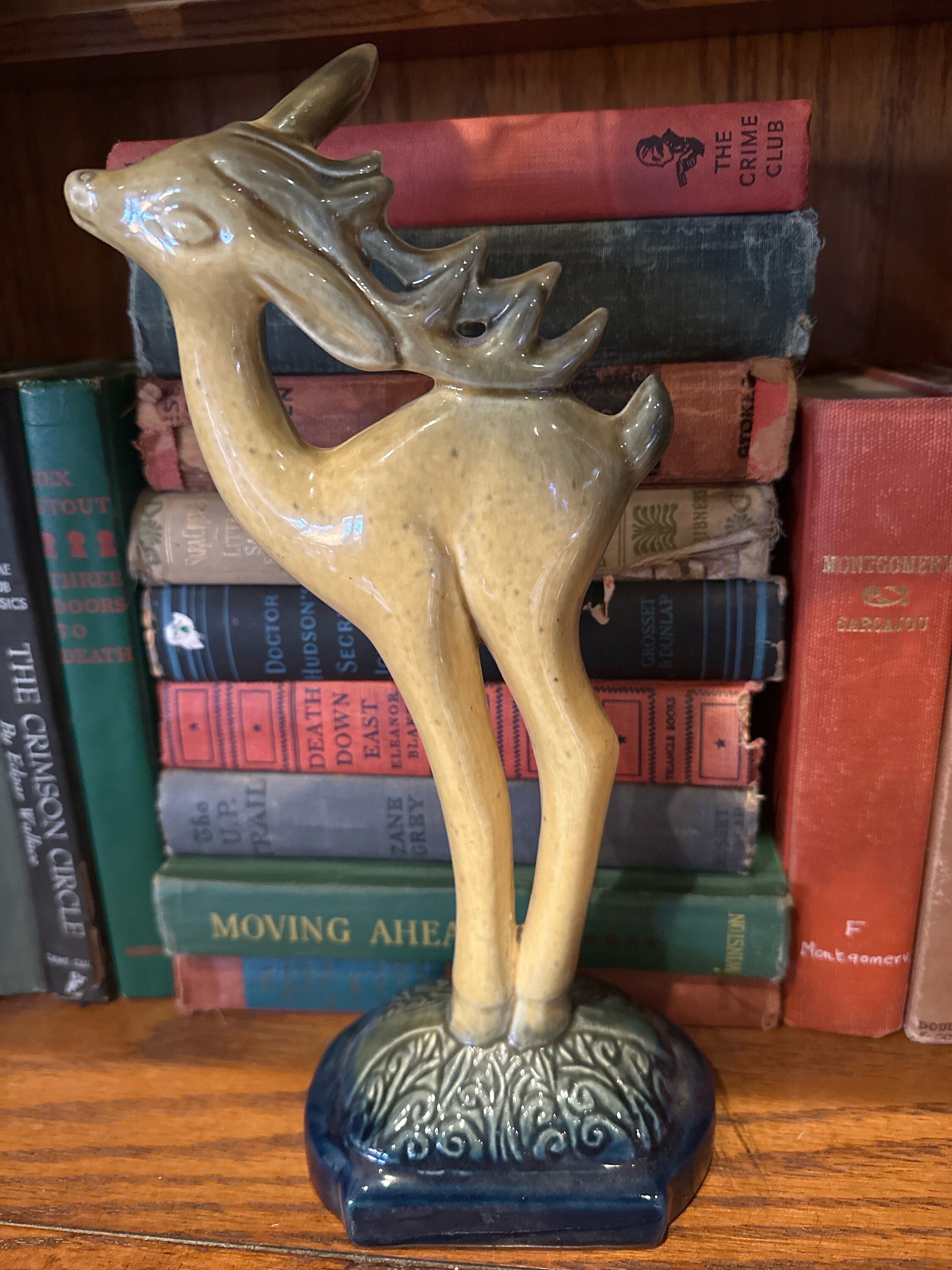 MCM Deer Statue in Tan, Olive and Navy Blue. - Etsy