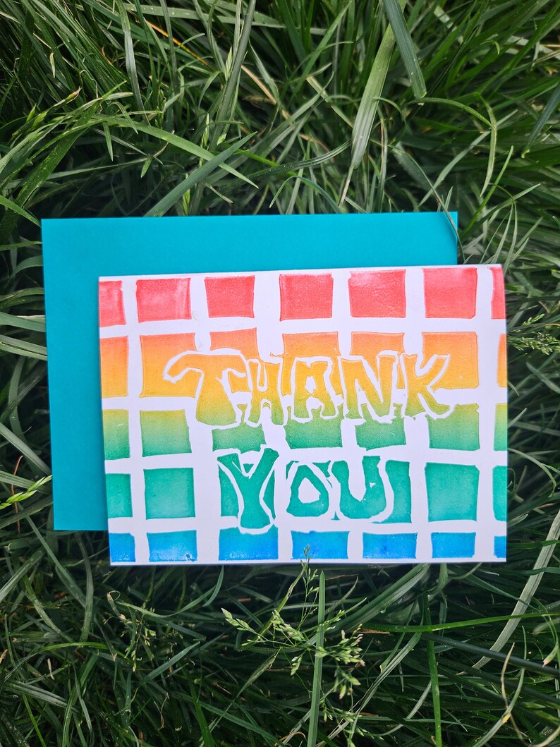 Rainbow Block Thank You 5 Greeting Card Bundle - Etsy
