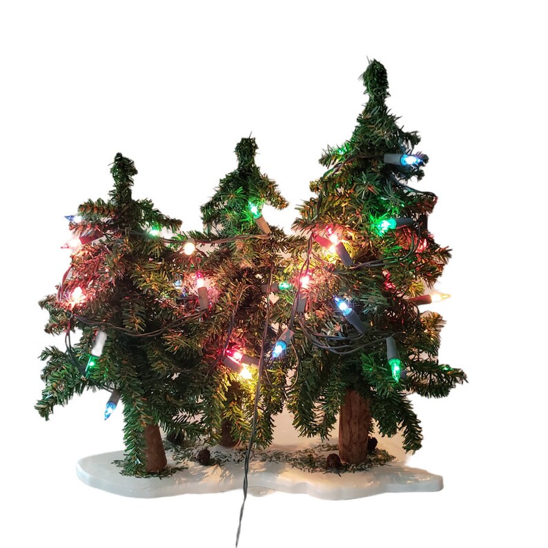 Department 56 Accessory Spruce Tree Forest Set of 3 Trees With Wooden ...