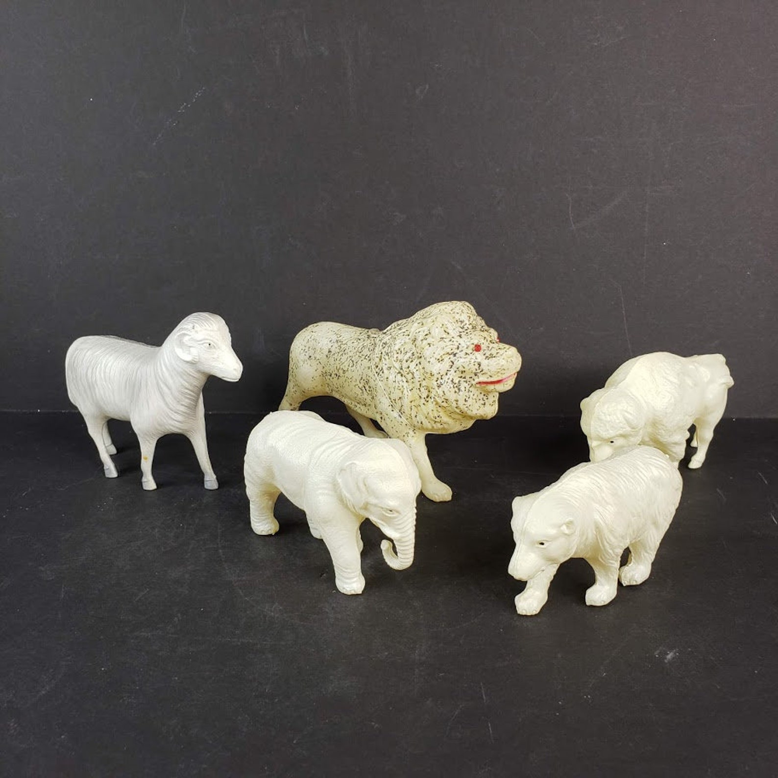 Vintage Celluloid Plastic Animals Lion Ram Elephant Bison Bear Some ...