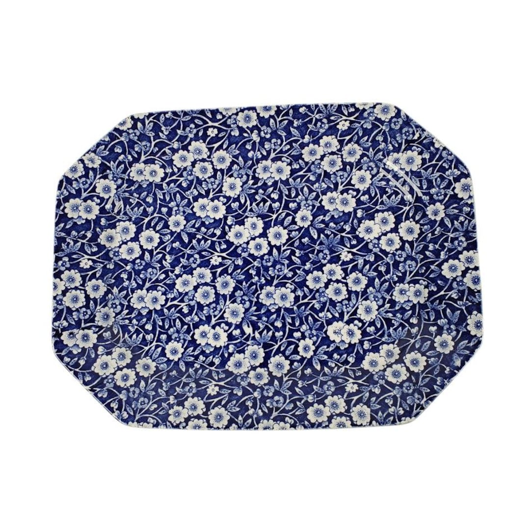 Crownford China Co Calico Serving Platter Blue Chintz Staffordshire ...