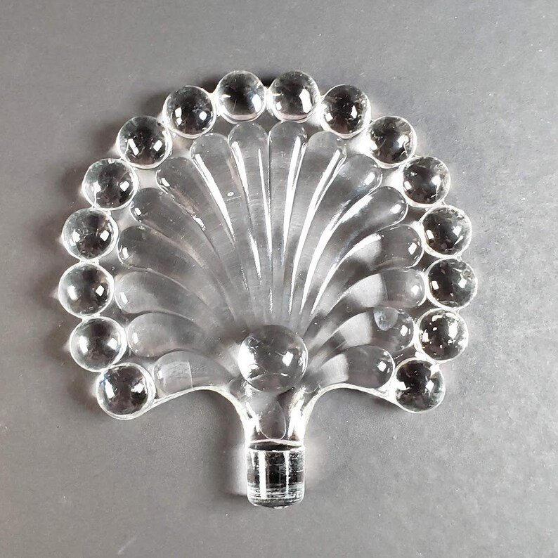Vintage Perfume Bottle With Fan Shape Stopper Clear Pressed Glass Art ...
