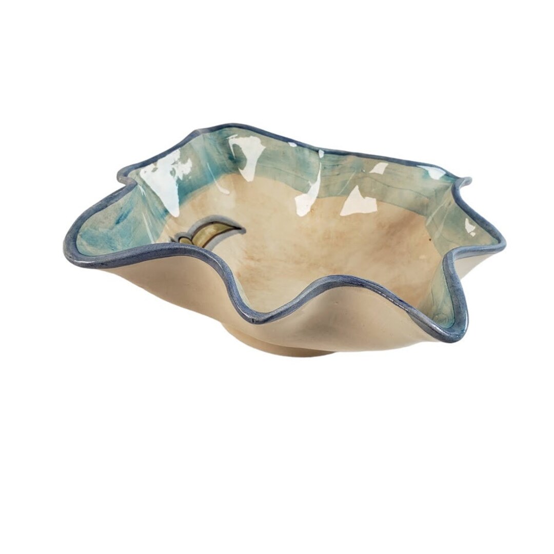Italian Art Pottery Bowl Ruffle Edge Made in Italy Impressed Backstamp ...