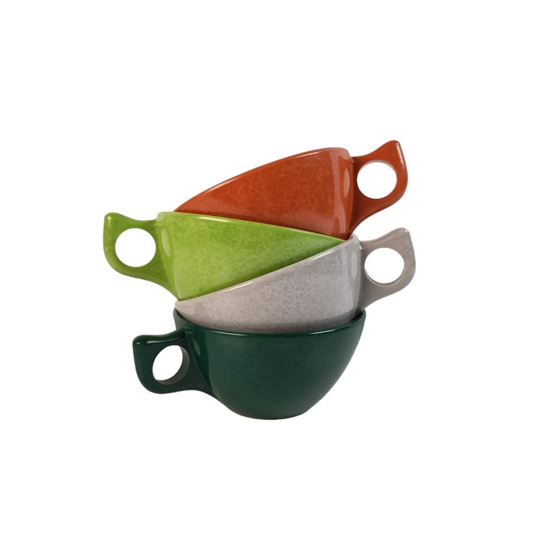 4 Melmac Branchell Color Flyte Tea Coffee Cups Vintage MCM Mid Century ...